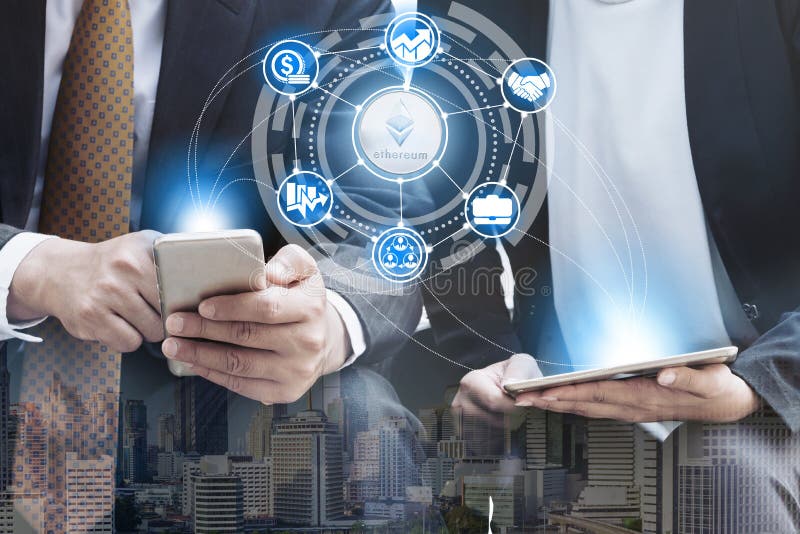 Cryptocurrency and Blockchain Trading and Investing Concept Editorial ...