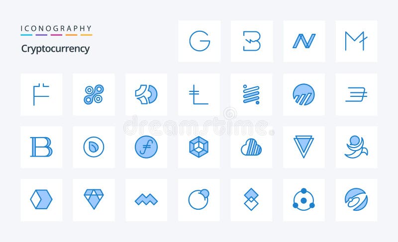 25 Cryptocurrency Blue Icon Pack Stock Vector - Illustration of daxx ...