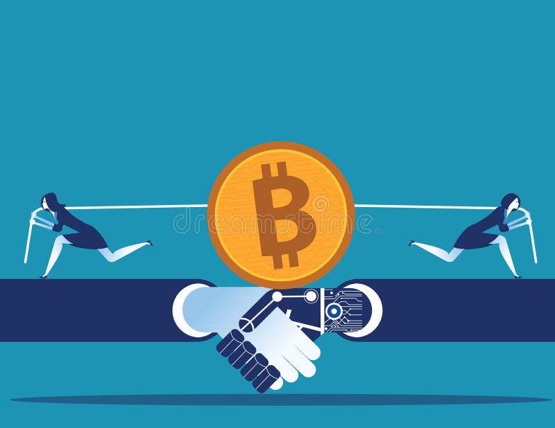 Cryptocurrency. Business People Competition for Bitcoin Mining Stock ...