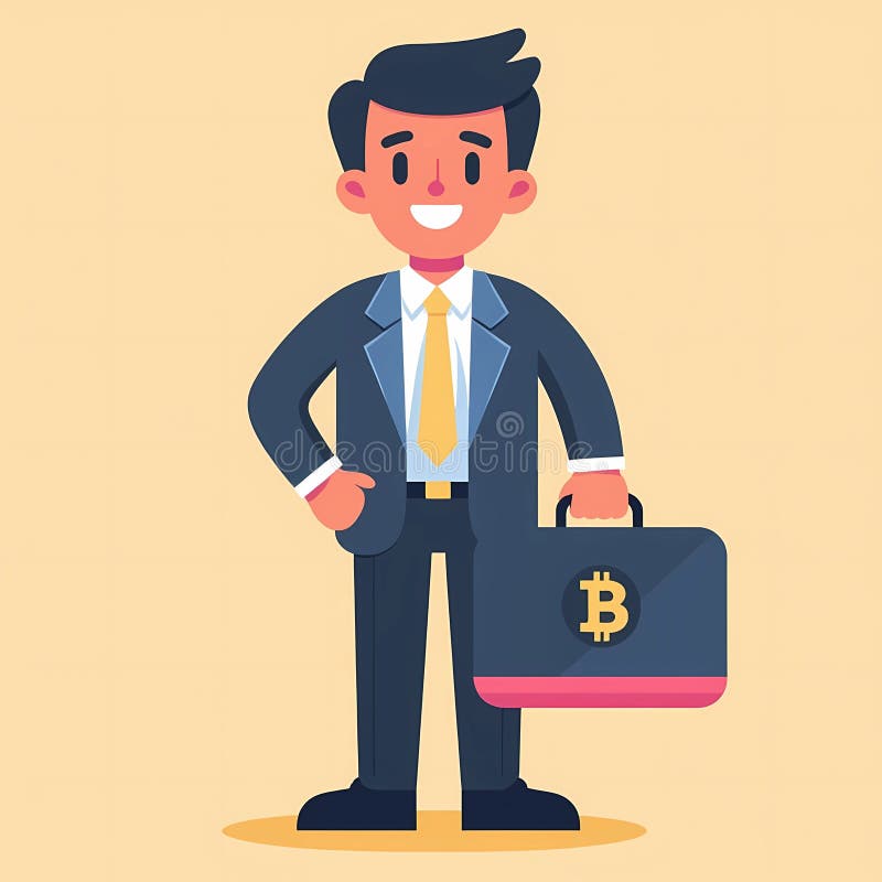 Cryptocurrency Businessman Holding Briefcase with Bitcoin Symbol Vector ...