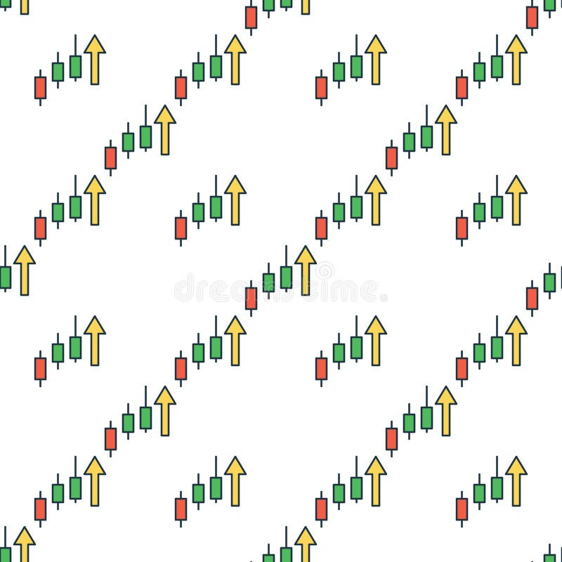 Cryptocurrency Candlestick Up Trend Vector Colored Seamless Pattern ...