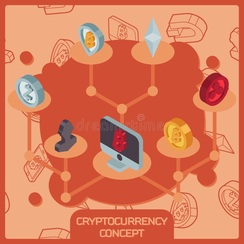 Cryptocurrency Color Isometric Concept Stock Vector - Illustration of ...