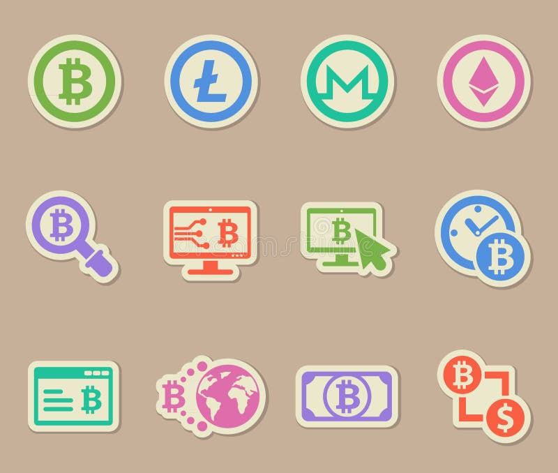Cryptocurrency Color Paper Stickers Stock Vector - Illustration of ...