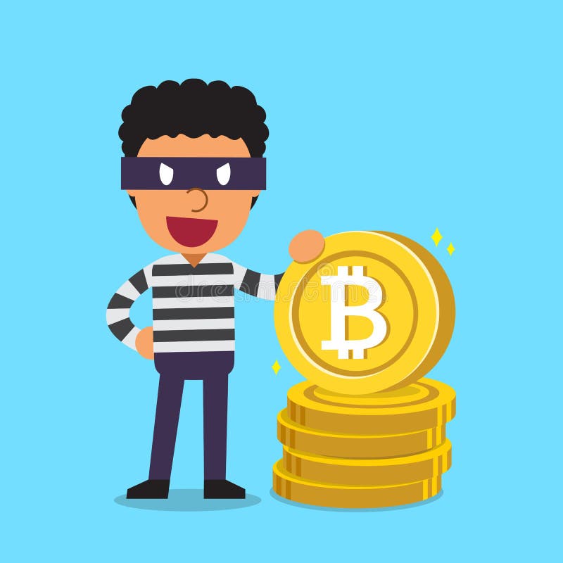 Cryptocurrency Concept a Thief with Big Coin Stack Stock Vector ...