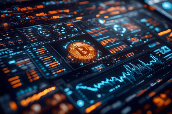 Cryptocurrency Data Analysis with Bitcoin Focus on High-Tech Digital Dashboard for Finance ...
