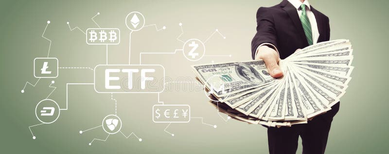 Cryptocurrency ETF Theme with Business Man with Cash Stock Photo ...