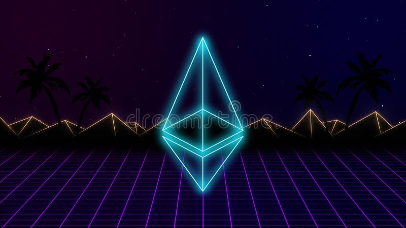 Cryptocurrency Ethereum on the Background in the VHS Style. Ethereum ...