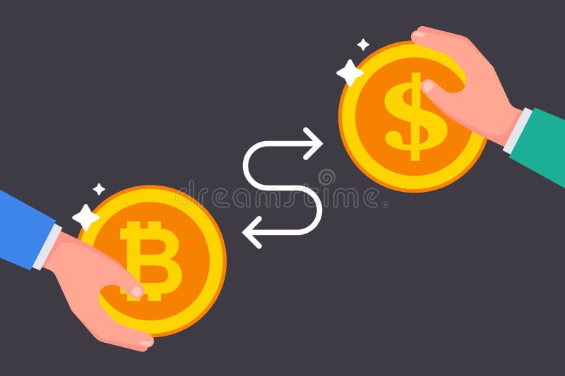Cryptocurrency Exchange. Hand with a Coin Stock Vector - Illustration ...