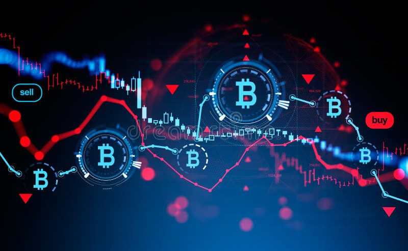 Cryptocurrency Financial Data and Red Lines, Bitcoin Crisis Stock ...
