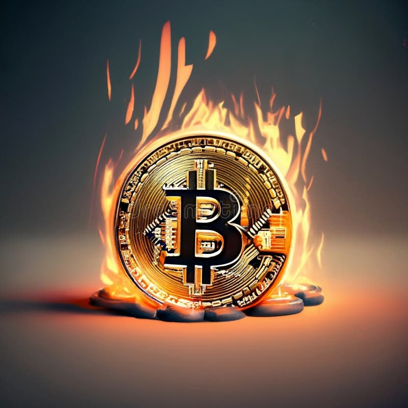 Cryptocurrency on Fire. Generated Ai Stock Illustration - Illustration ...