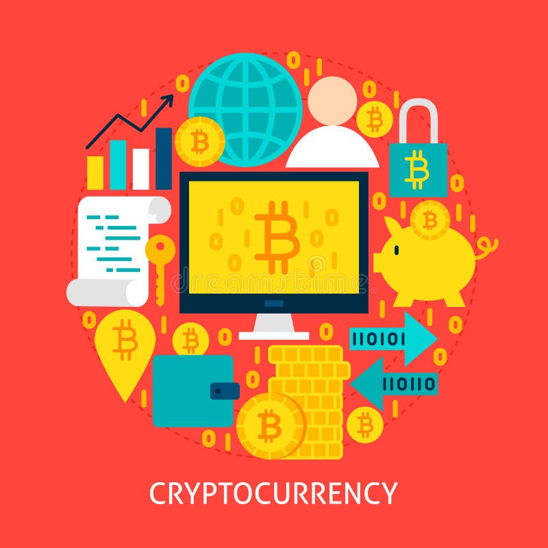 Cryptocurrency Flat Concept Stock Vector - Illustration of internet ...