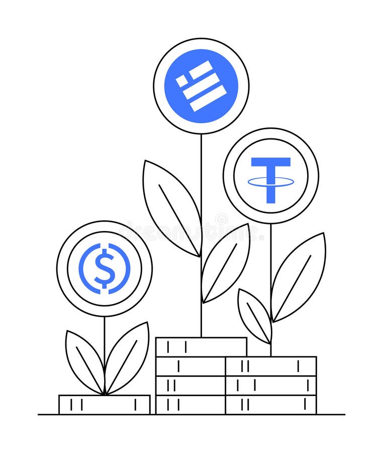 Cryptocurrency Growth Represented by USD Coin, Tether, and Binance USD ...
