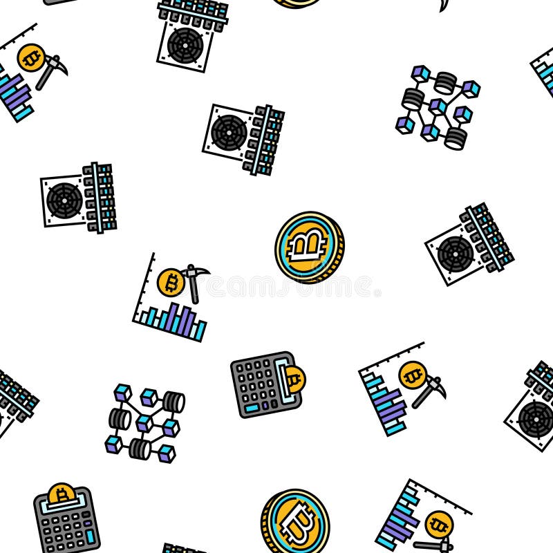 Cryptocurrency Mining Blockchain Seamless Pattern Vector Stock ...
