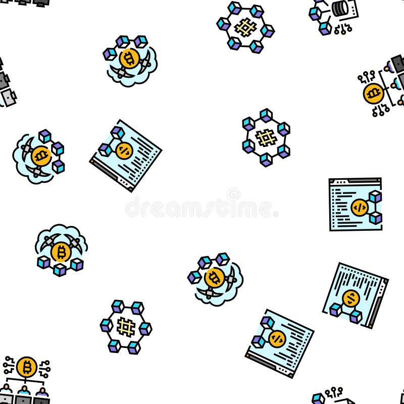 Cryptocurrency Mining Blockchain Seamless Pattern Vector Stock ...