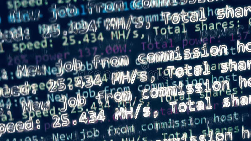 Contour Effect Of Cryptocurrency Mining On A Computer Screen The Algorithm Of The Computer