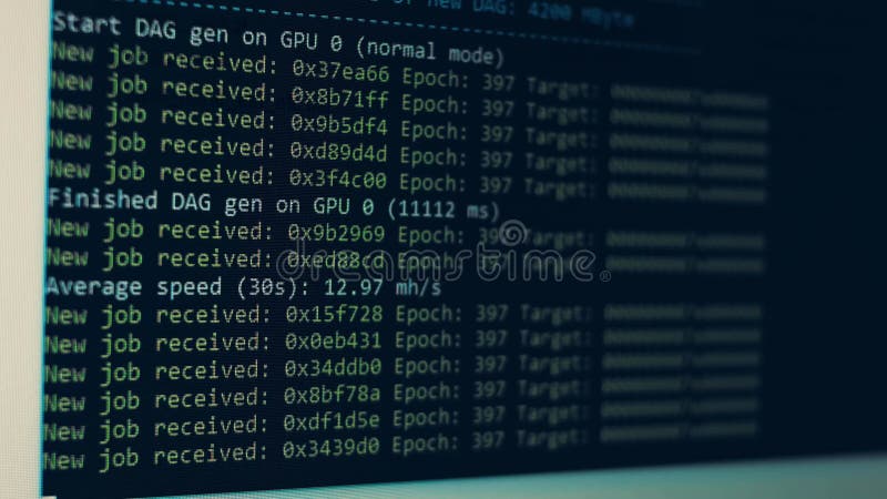 Contour Effect Of Cryptocurrency Mining On A Computer Screen The Algorithm Of The Computer