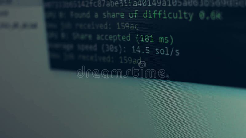 Contour Effect Of Cryptocurrency Mining On A Computer Screen The Algorithm Of The Computer