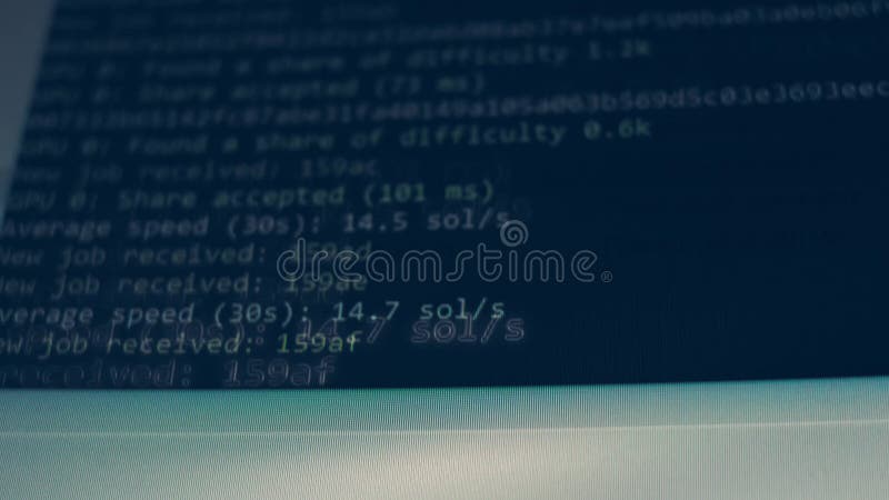 Contour Effect Of Cryptocurrency Mining On A Computer Screen The Algorithm Of The Computer