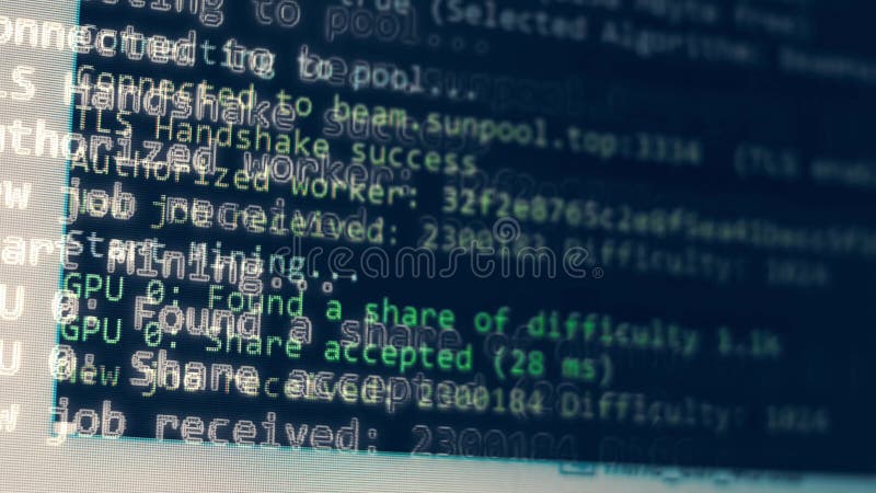 Contour Effect Of Cryptocurrency Mining On A Computer Screen The Algorithm Of The Computer