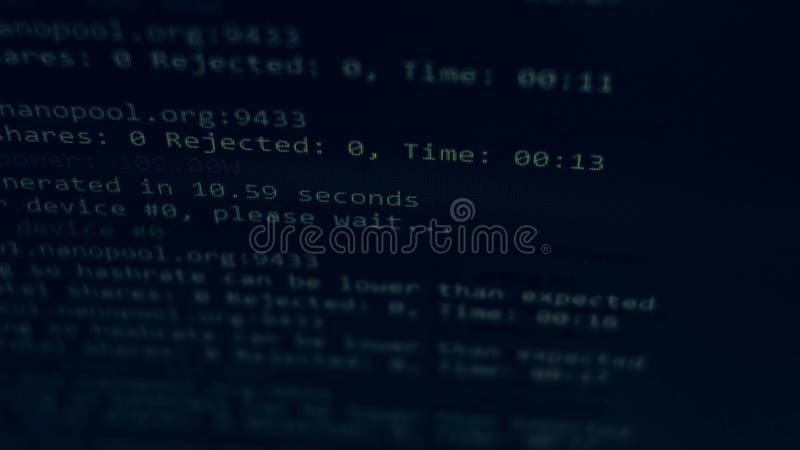 Contour Effect Of Cryptocurrency Mining On A Computer Screen The Algorithm Of The Computer
