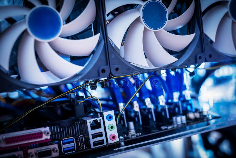 Cryptocurrency Mining Machine. Close-up Stock Image - Image of ...