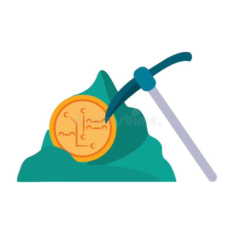 Cryptocurrency Mining Pick and Rock Symbol Vector Illustration Stock ...
