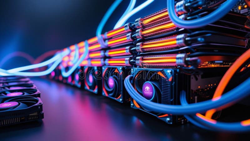 Cryptocurrency Mining Rig Powerful Gpu Network Stock Illustration ...