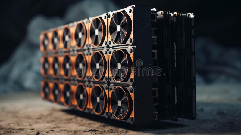 Cryptocurrency Mining Rigs in Action, Highlighting Digital Currency and ...