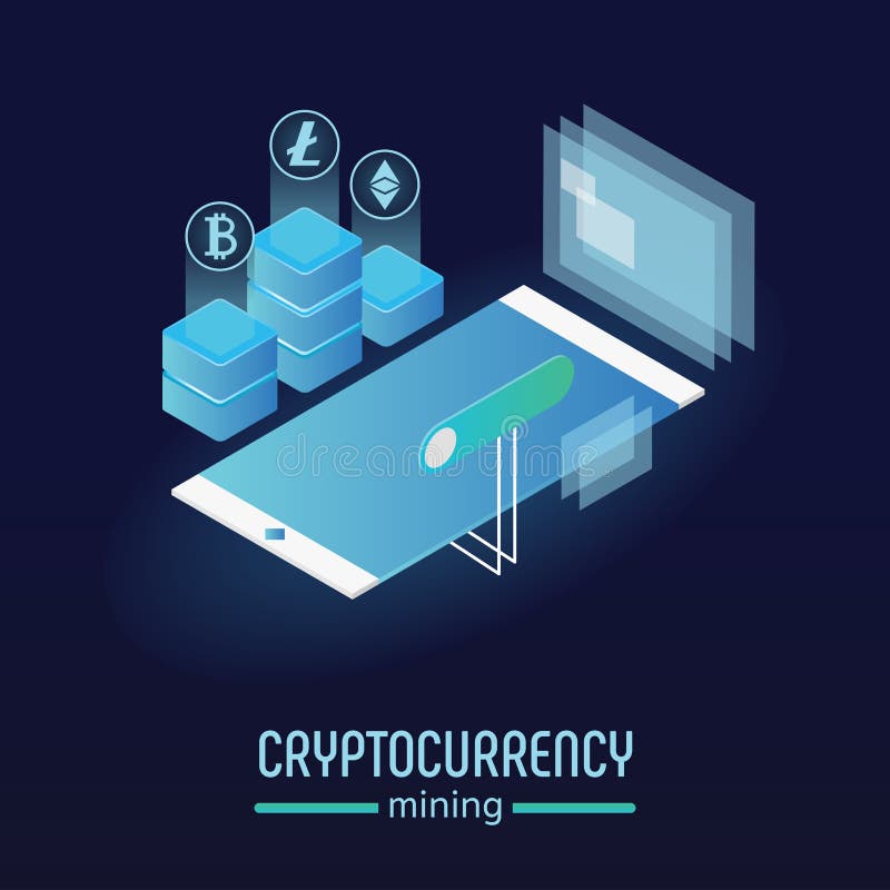 Cryptocurrency Mining Technology Mobile Phone Stock Vector ...
