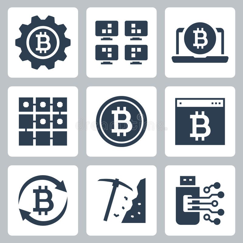 Cryptocurrency Mining Vector Icons in Glyph Style 2 Stock Vector ...