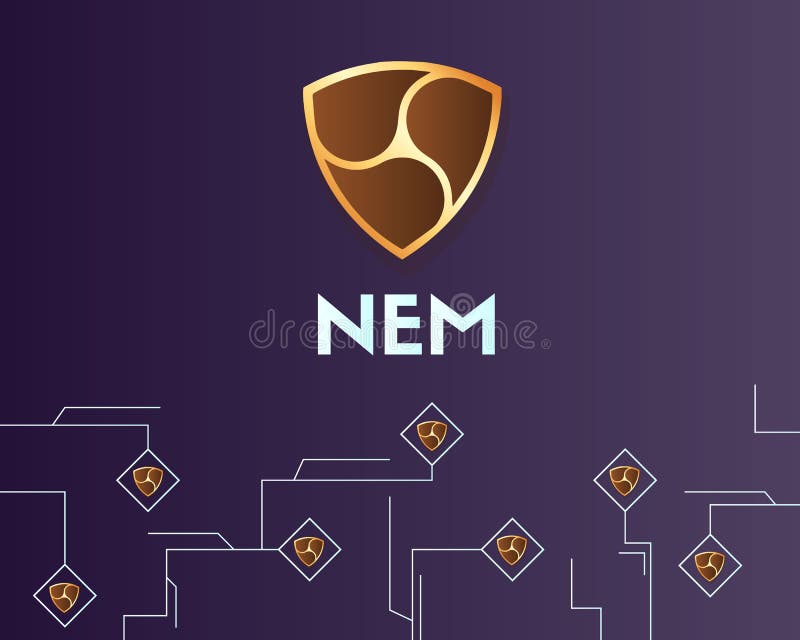Cryptocurrency Nem Blockchain Digital Payment Background Stock Vector ...