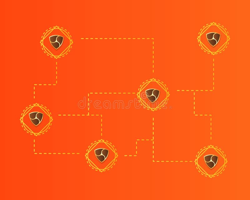 Cryptocurrency Nem Blockchain Virtual Background Stock Vector ...