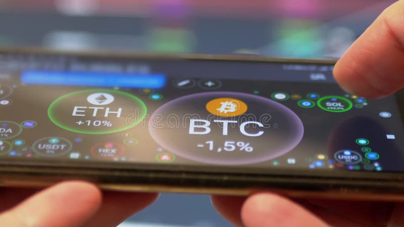 Cryptocurrency Pairs. Bubble Chart, Graph BTC, ETH. Zoom. Close Up ...