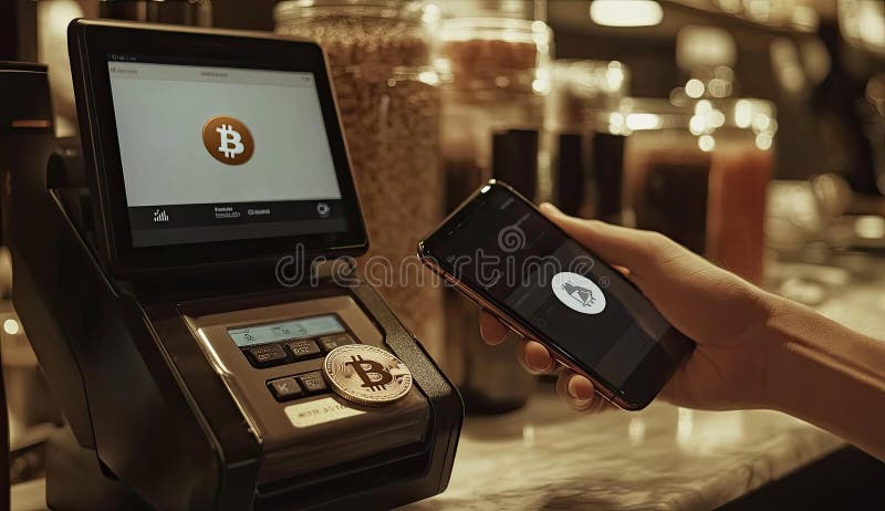 Bitcoin Payment Terminal stock illustration. Illustration of smartphone ...