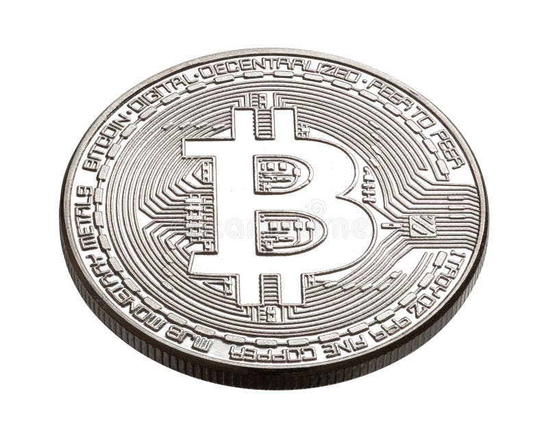 Cryptocurrency Physical Colored Bitcoin Coins. White Bitcoin Stock ...