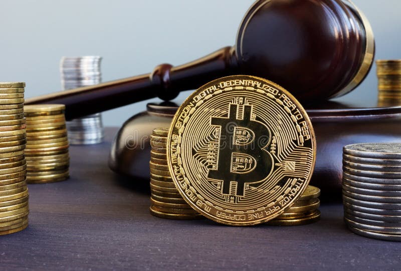 Crypto Regulation. Gavel and Cryptocurrency BTC Bitcoin. Stock Photo ...