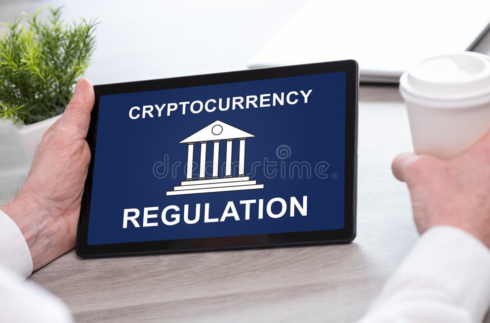 Cryptocurrency Regulation Concept on a Tablet Stock Photo - Image of ...