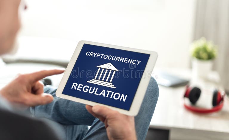 Cryptocurrency Regulation Concept on a Tablet Stock Image - Image of ...