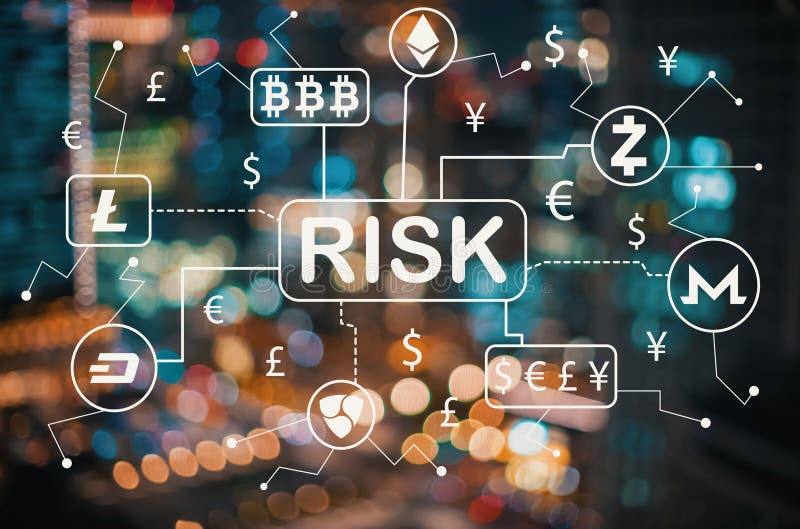 Cryptocurrency Risk Theme with Blurred City Lights Stock Photo - Image ...