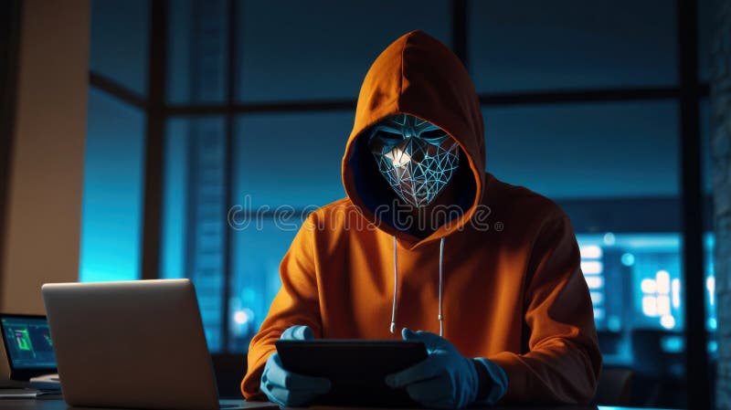 Cryptocurrency Scammer with Low Poly Mask Hiding Identity Stock ...