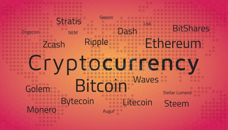 Cryptocurrency Top Names and World Map. Editable Eps10 Vector Stock ...