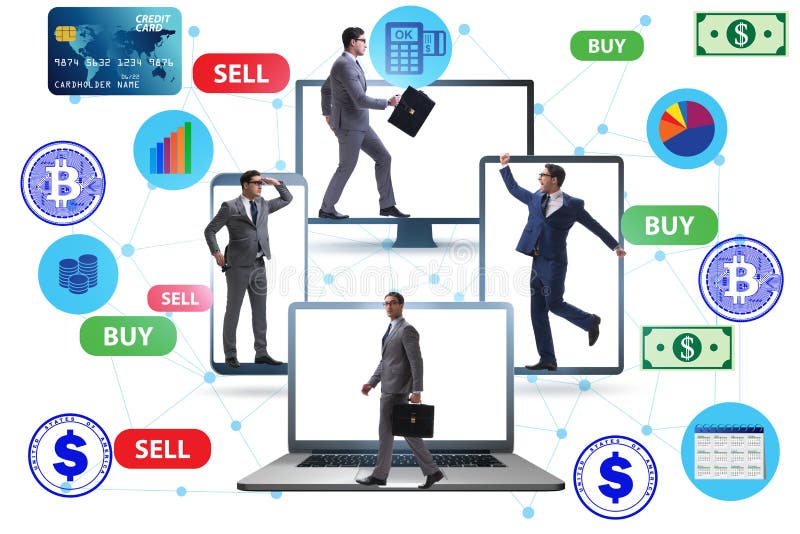 Cryptocurrency Trading Concept with Business People Stock Photo - Image ...