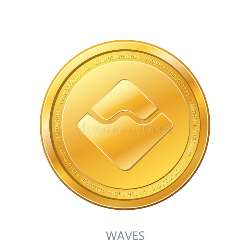 Waves Cryptocurrency Coin Line, Icon Of Virtual Currency Stock Vector ...