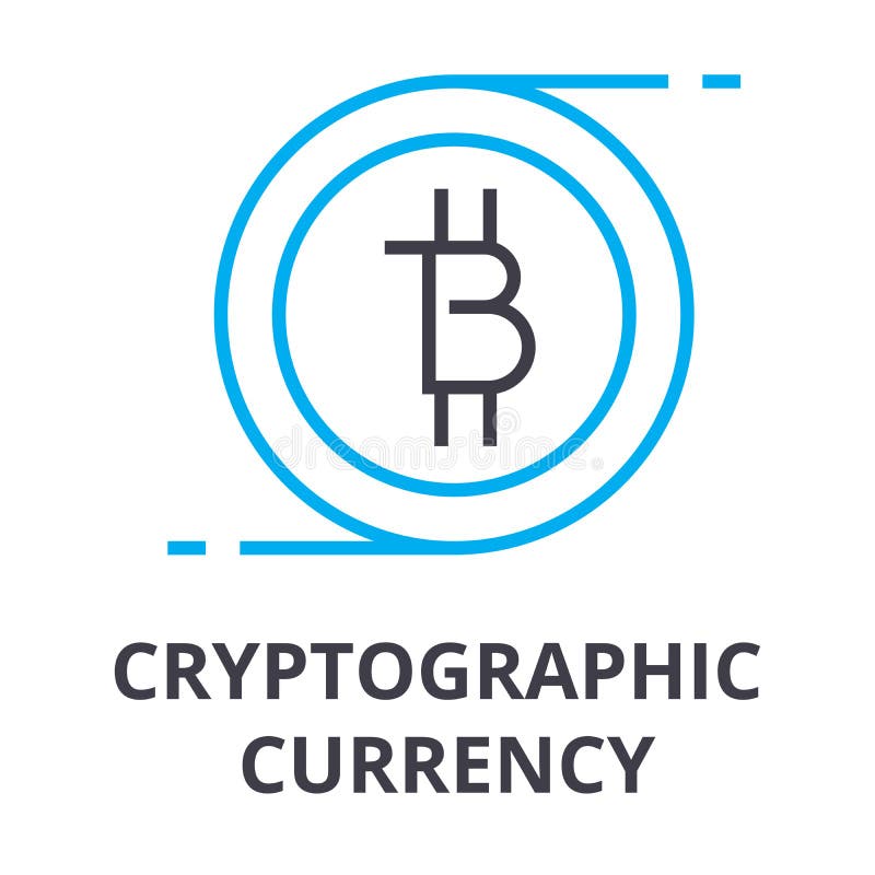 Cryptographic Currency Thin Line Icon, Sign, Symbol, Illustation ...