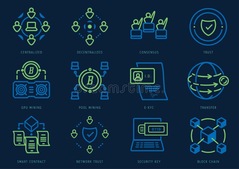Cryptography icon set stock vector. Illustration of property - 176106595