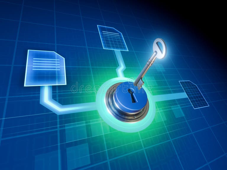 Cryptography Key and Documents Stock Illustration - Illustration of ...