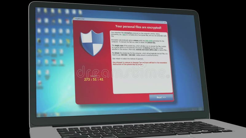 Cryptolocker-Laptop in a Black Background-Front View Stock Footage ...