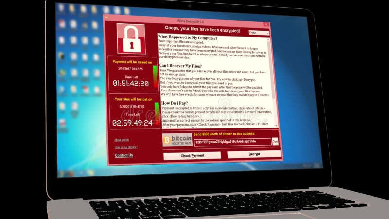 Cryptolocker-Laptop in a Black Background-Front View Stock Footage ...