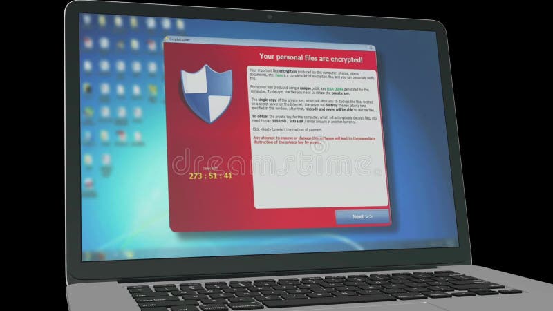 Cryptolocker-Laptop Open - in a Black Background-Front View Stock Video ...