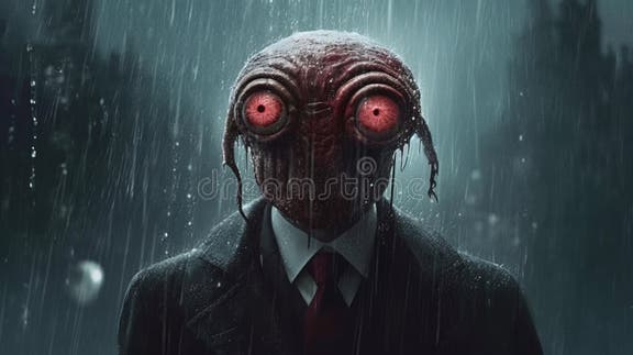 Cryptopunk Style Man with Red Eyes and Primordial Creatures Stock ...